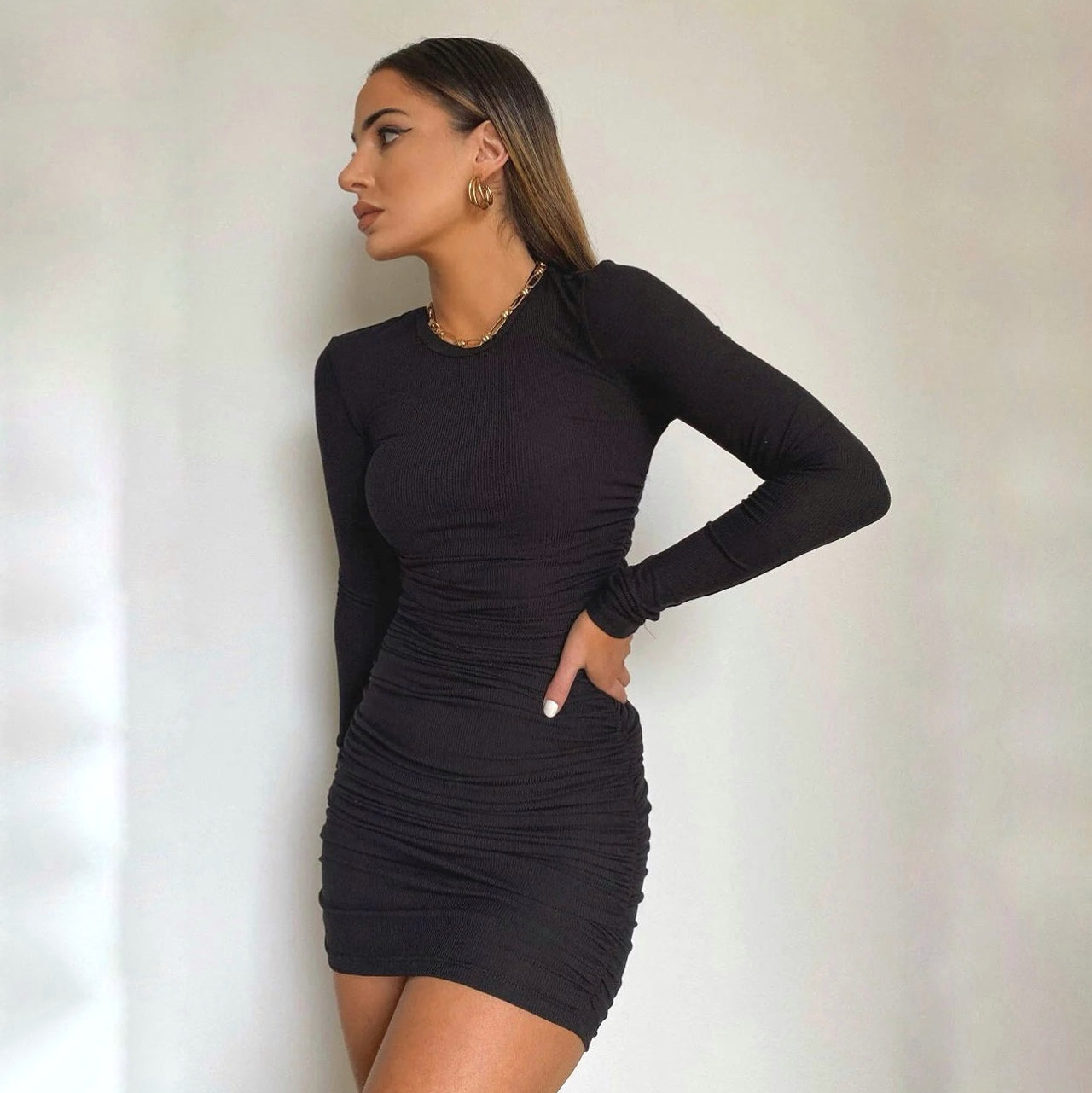 BRITCHES RANCHED MINI DRESS IN BLACK – Chelsea Avenue